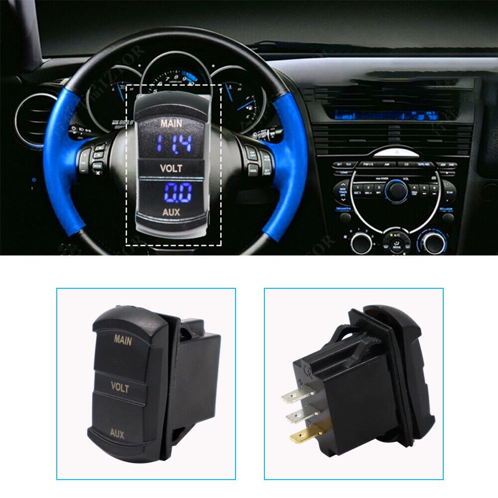 12V Volt meter Dual Battery Monitor LED Digital Car Boat Voltage Marin ...
